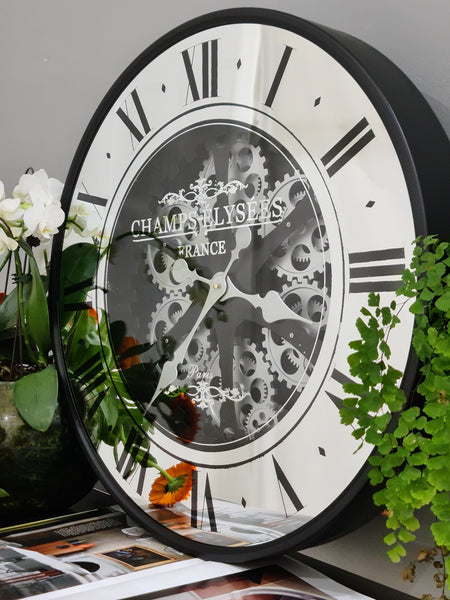 Champs-Elysees 59.9 Cm Mirror Moving Gear Wall Clock – Trojan Homeware
